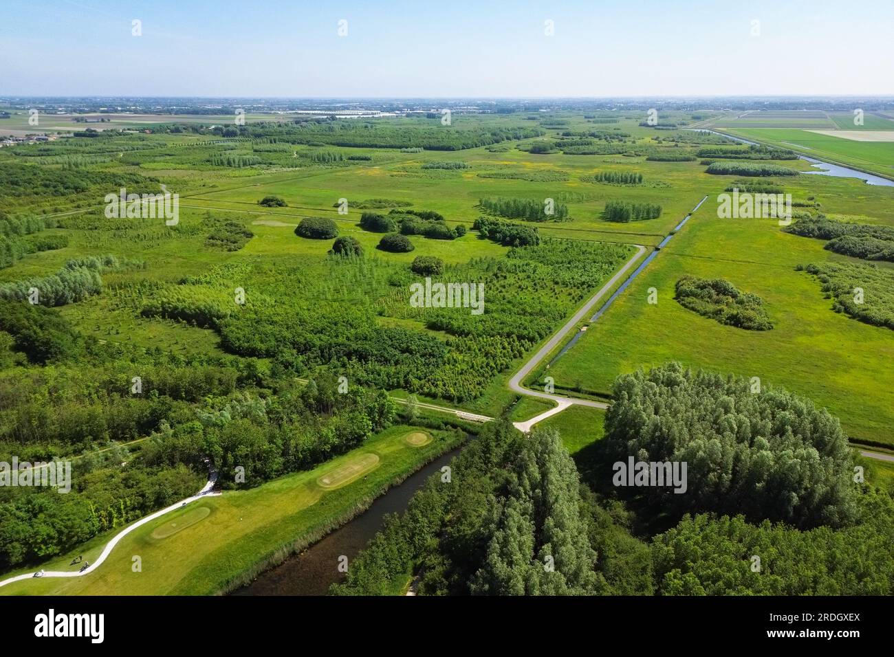 Aerial view of recreational area Bentwoud, near Zoetermeer, The ...
