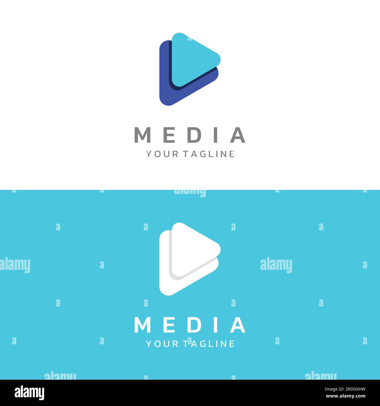 Media logo play button with modern triangle, with line shape, abstract ...