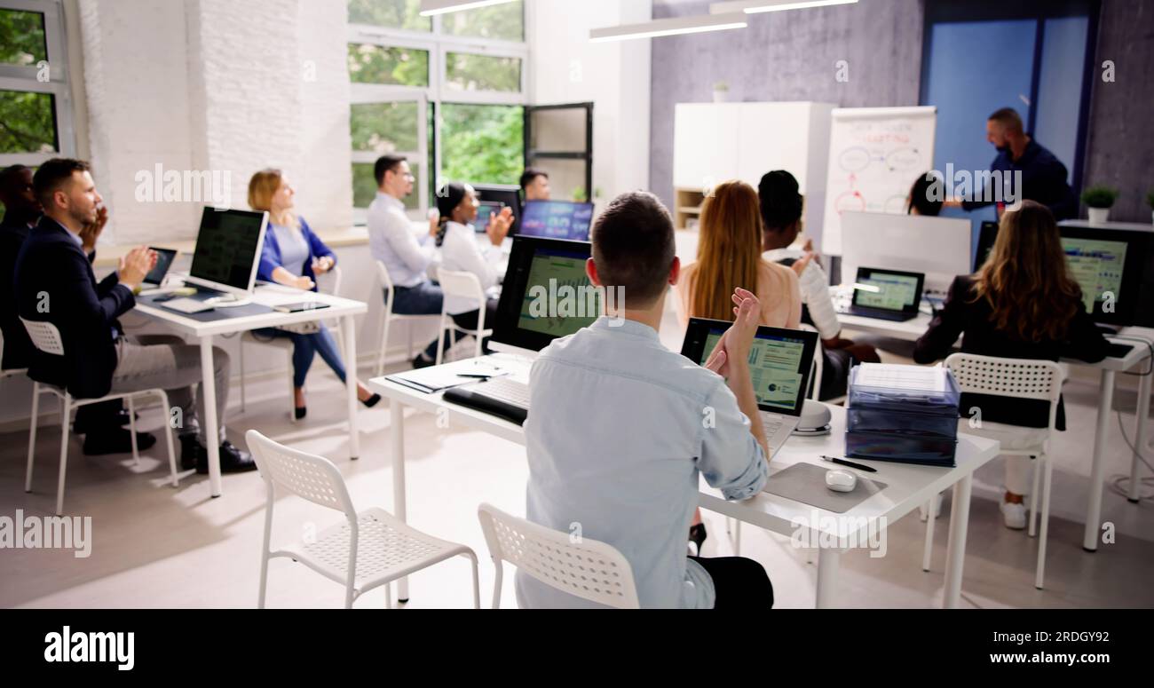 Business Meeting Discussion In Office With Diverse Group Stock Photo ...