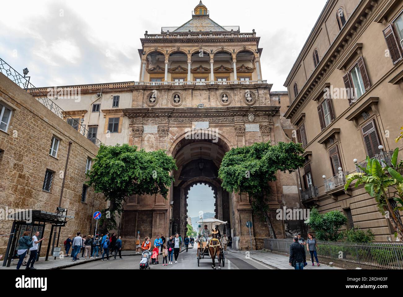 Palermo, Italy - May 18, 2023: Porta Nuova in Palermo, a medieval gate ...