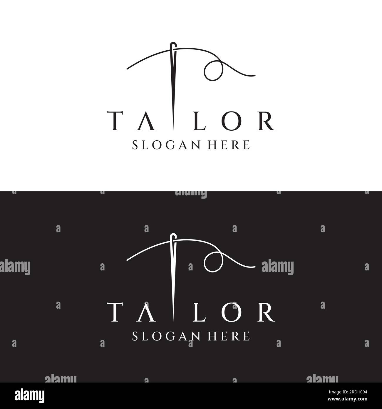 Tailor silhouette logo with needle, thread, benik and sewing machine ...