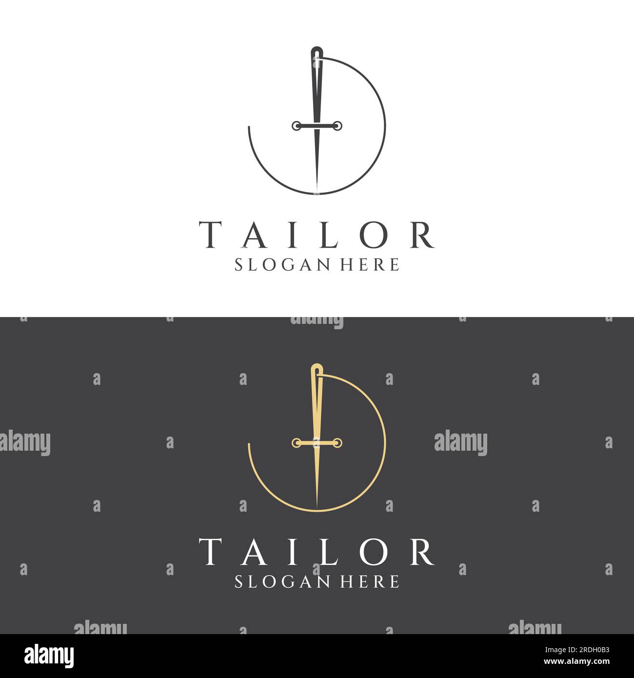 Tailor silhouette logo with needle, thread, benik and sewing machine ...