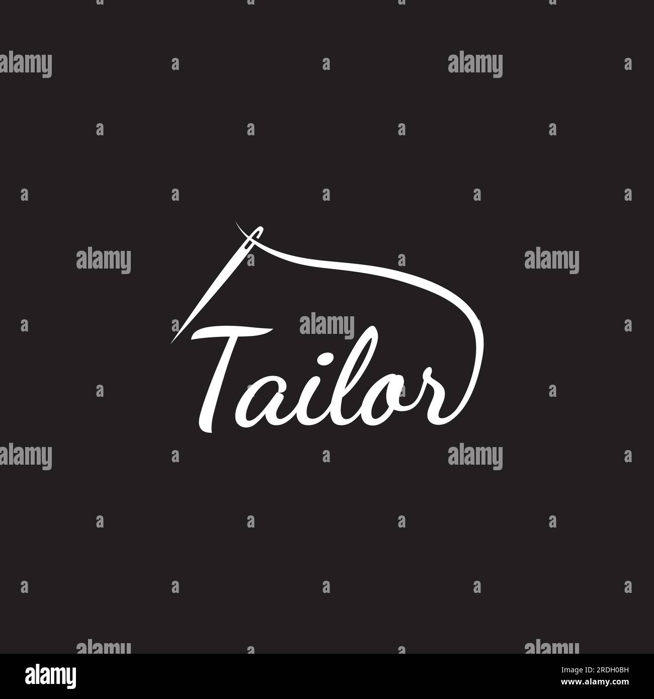 Tailor silhouette logo with needle, thread, benik and sewing machine ...