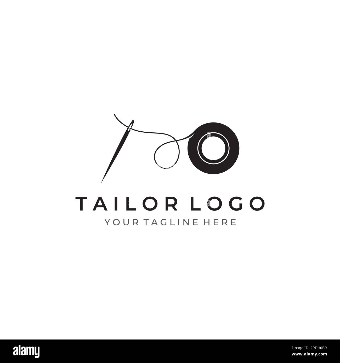 Tailor silhouette logo with needle, thread, benik and sewing machine ...