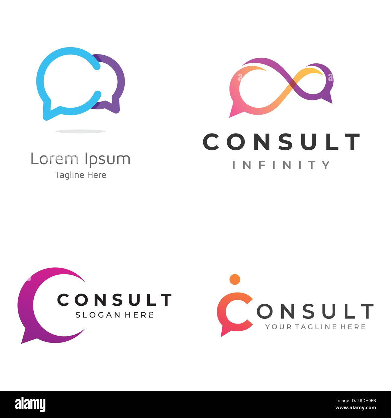 Consultation logo with bubble chat sign, infinity consultation ...