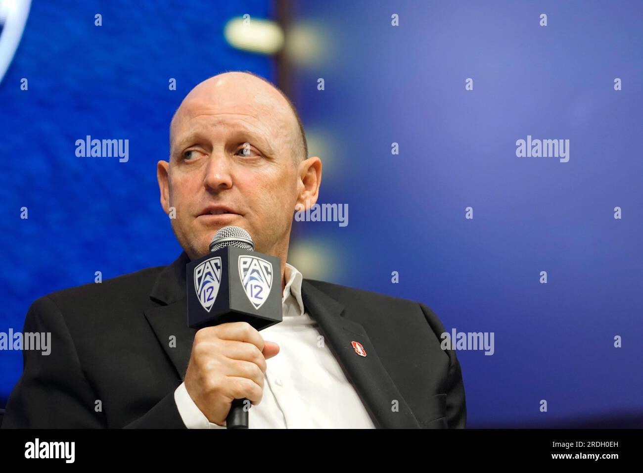 Stanford head coach Troy Taylor speaks at the NCAA college football Pac ...