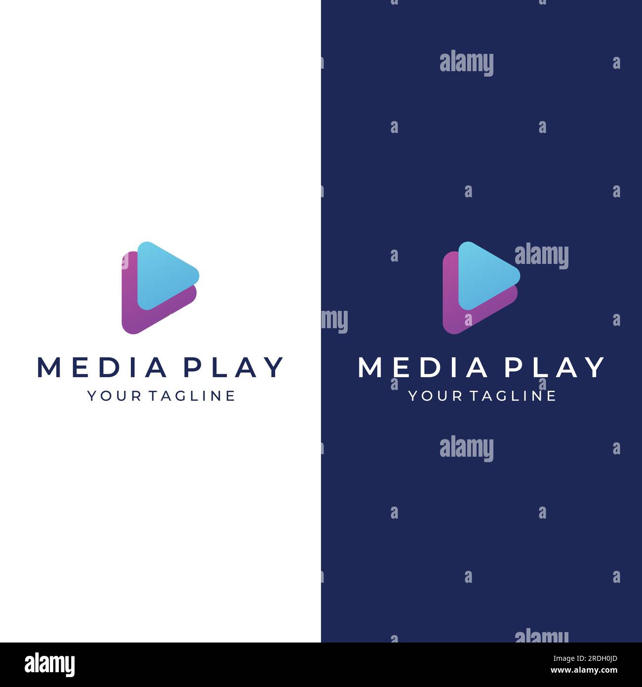 Media logo play button with modern triangle, with line shape, abstract ...