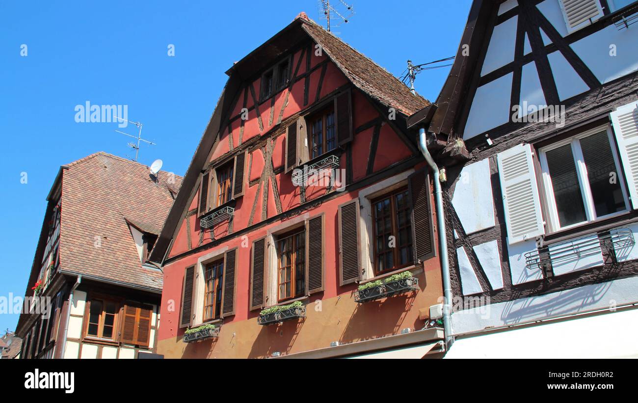 half-timbered houses in obernai in alsace (france Stock Photo - Alamy