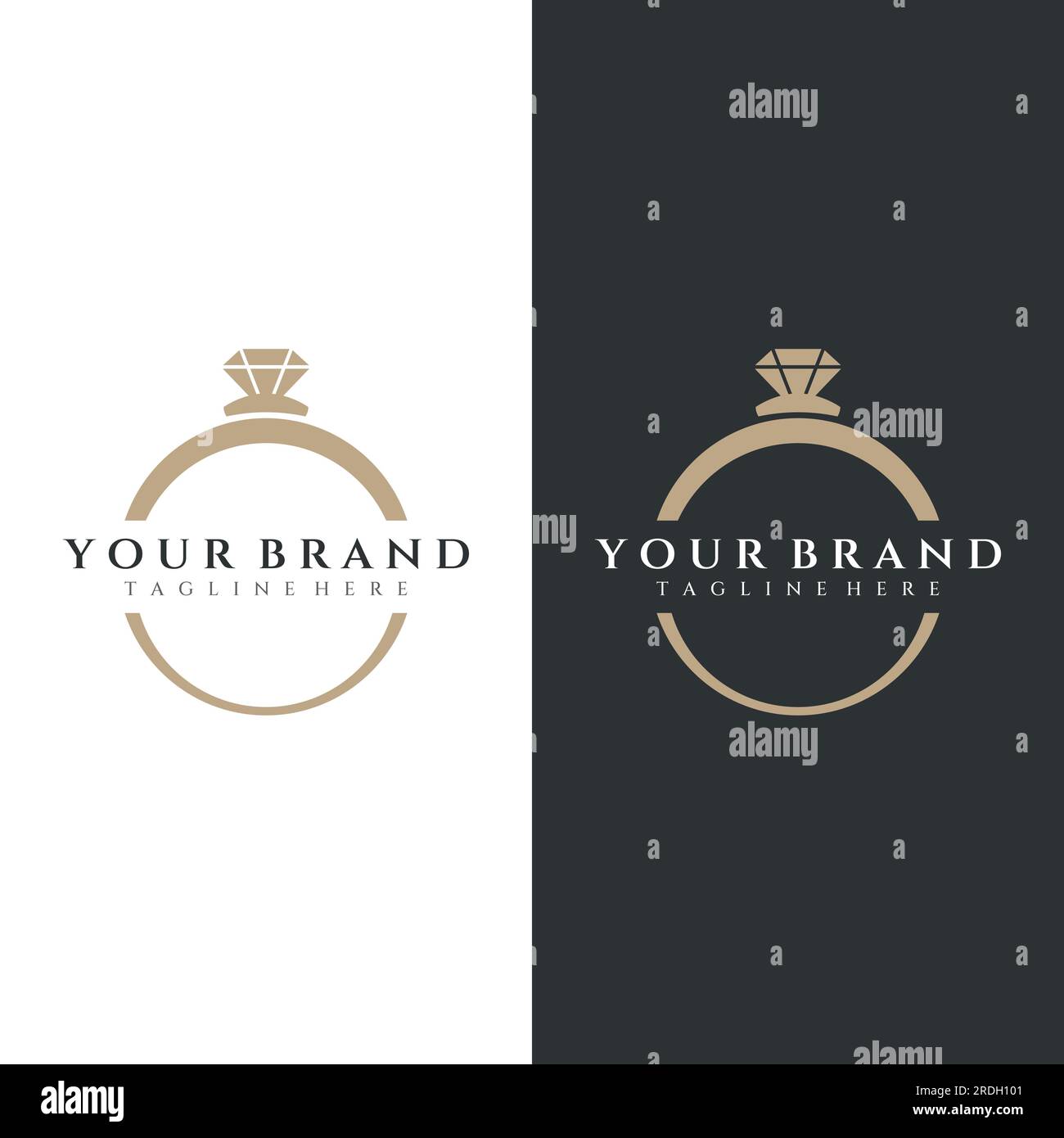 Abstract logo of jewelry ring with luxury diamond or gems.Isolated ...