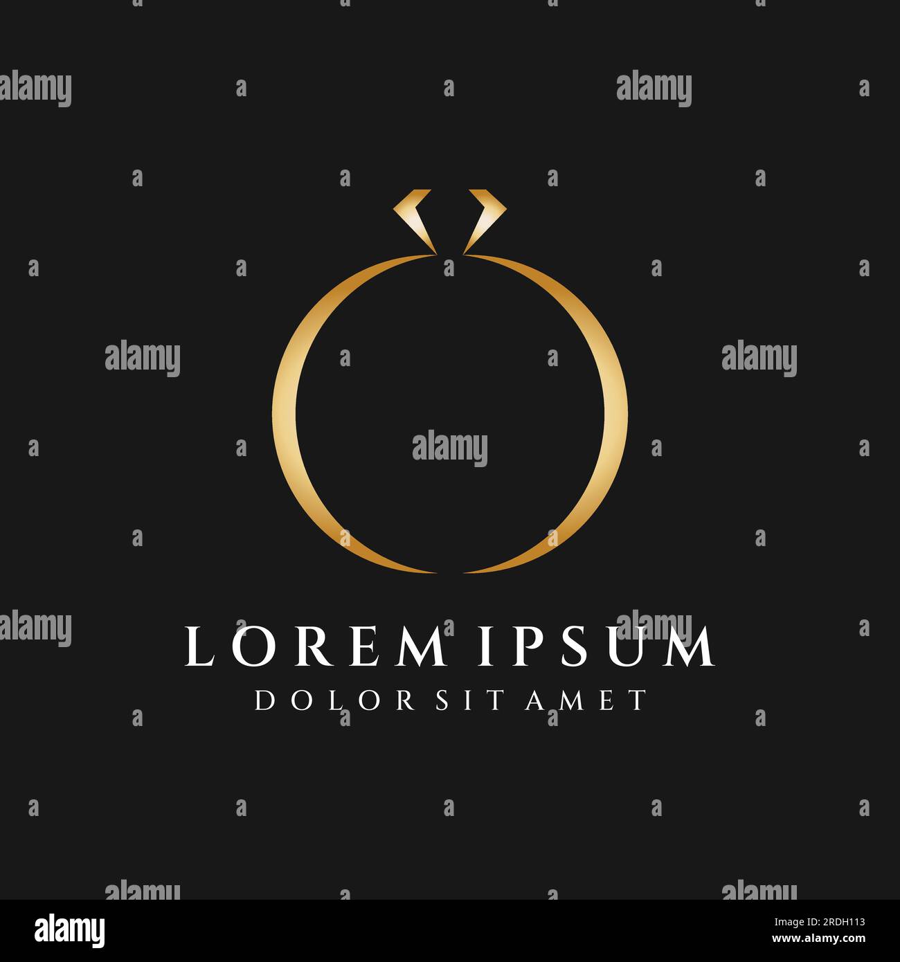 Abstract logo of jewelry ring with luxury diamond or gems.Isolated ...