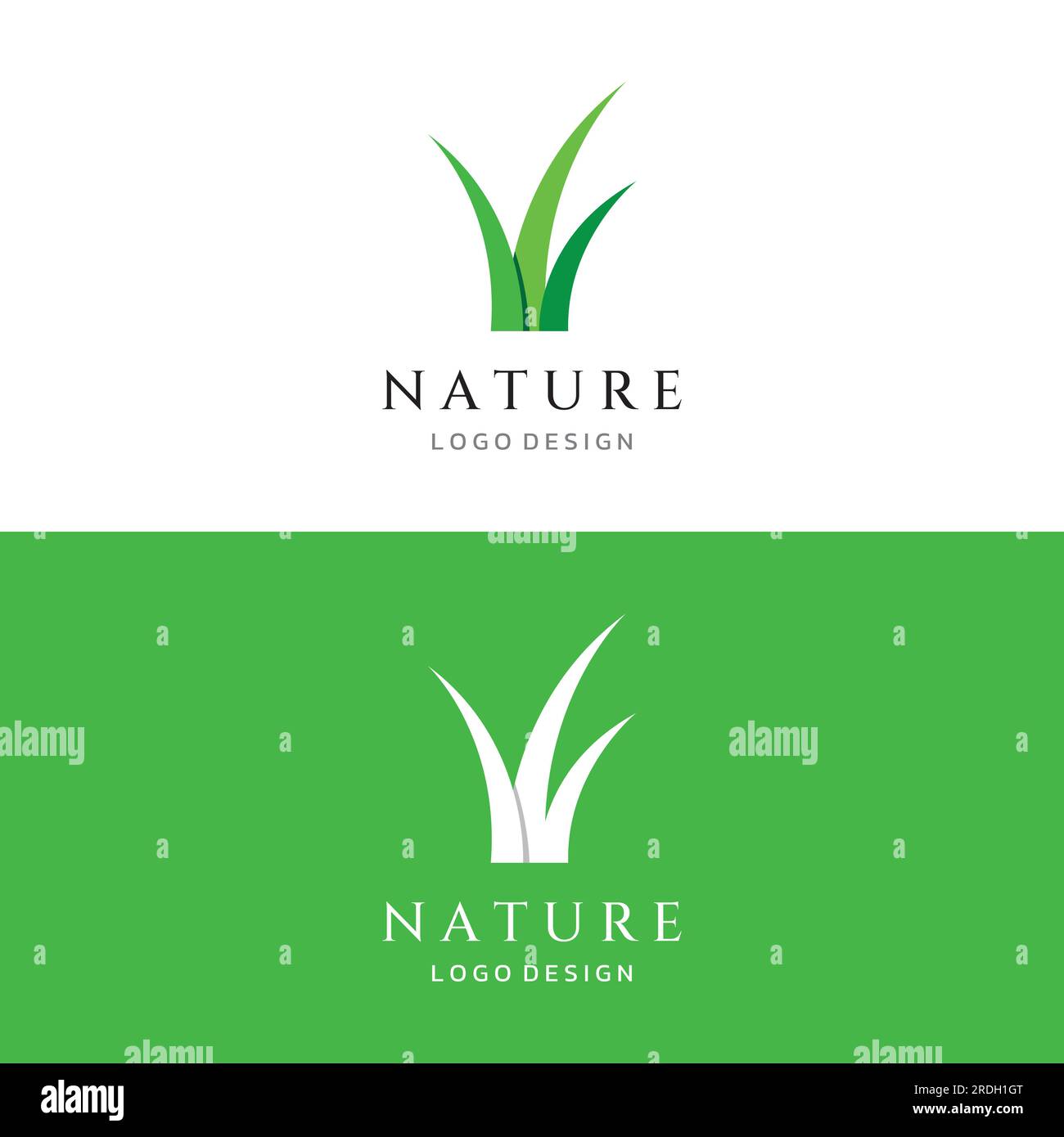 Natural green grass, meadow, and mowed grass element logo in Spring ...