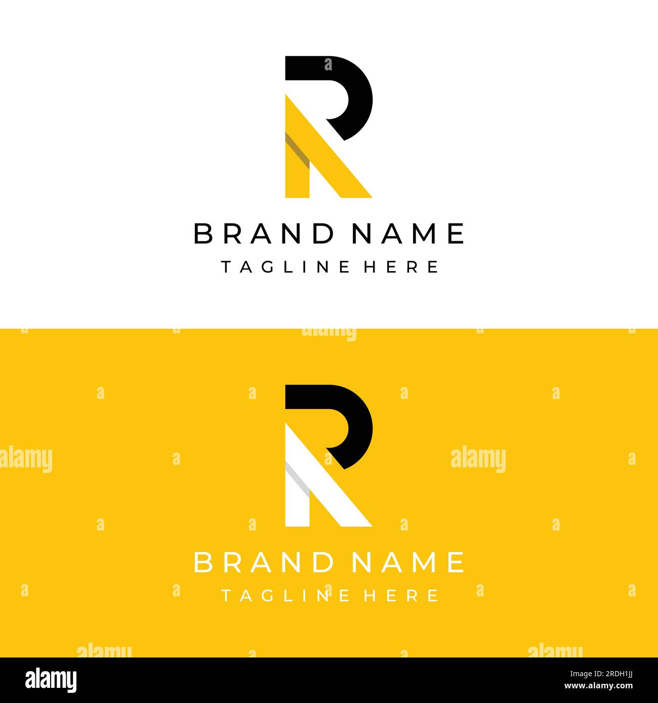 Initial letter R logo with geometry and monogram. Minimalist, modern ...