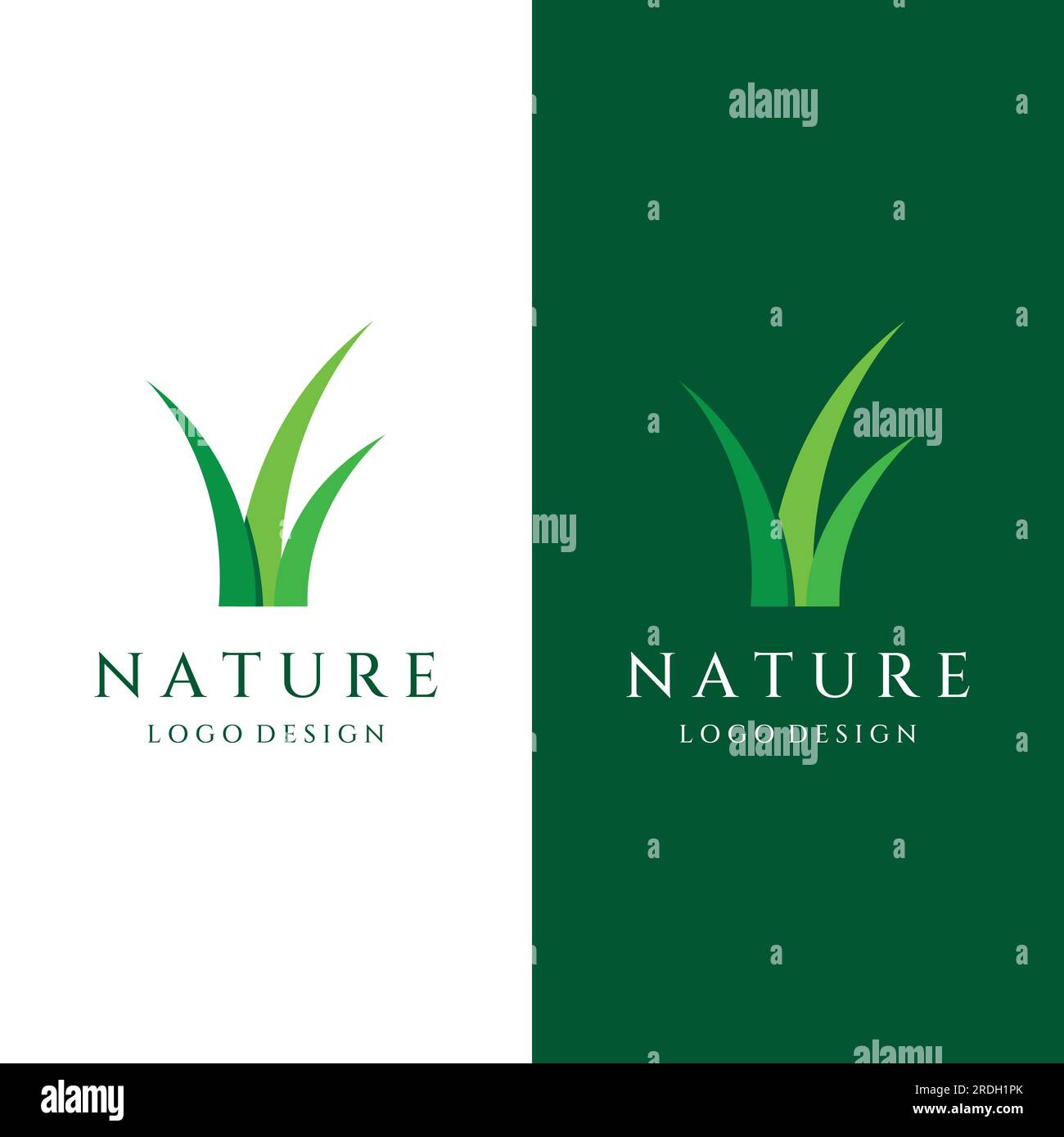 Natural green grass, meadow, and mowed grass element logo in Spring ...