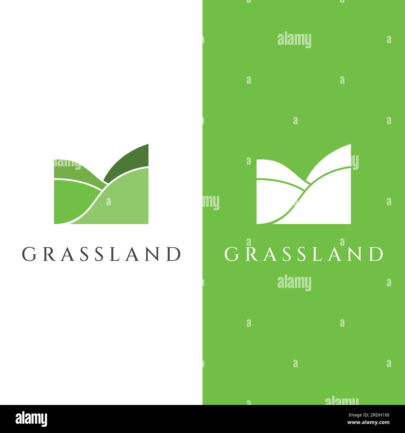 Natural green grass, meadow, and mowed grass element logo in Spring ...
