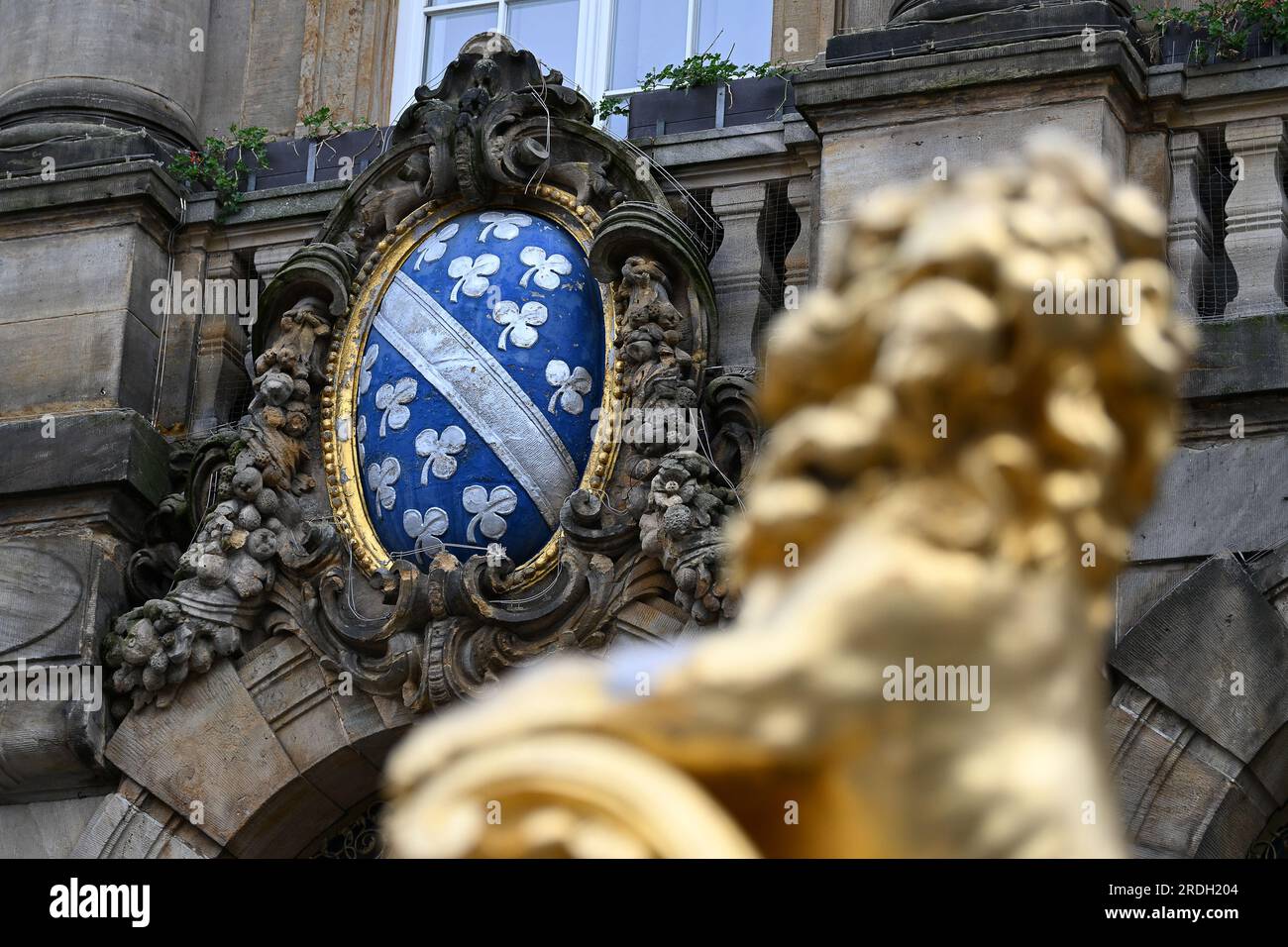 Kassel, Germany. 21st July, 2023. The city's coat of arms can be seen ...