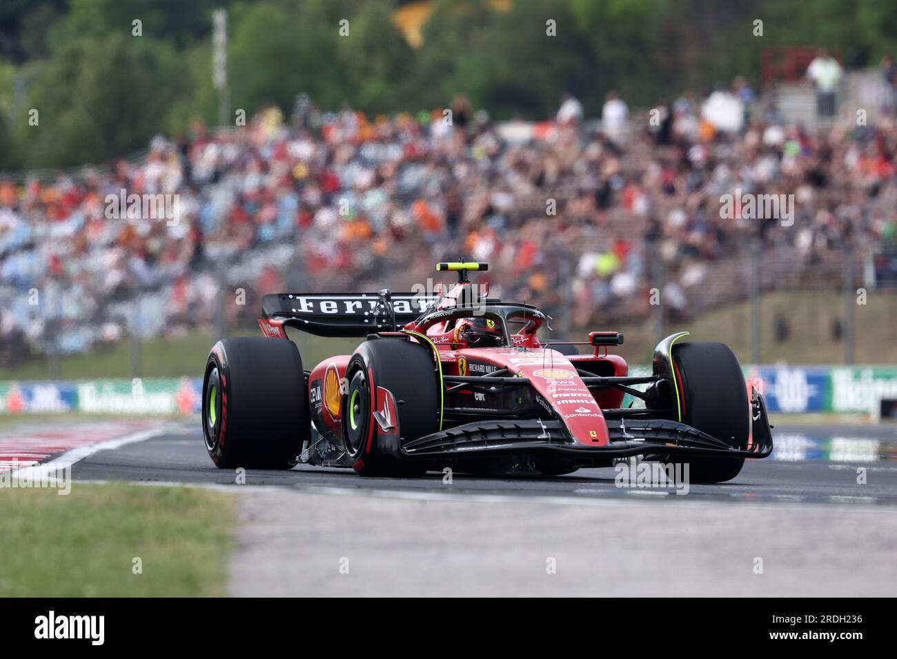 Mogyorod, Hungary. 21st July, 2023. Carlos Sainz of Scuderia Ferrari on track during free ...