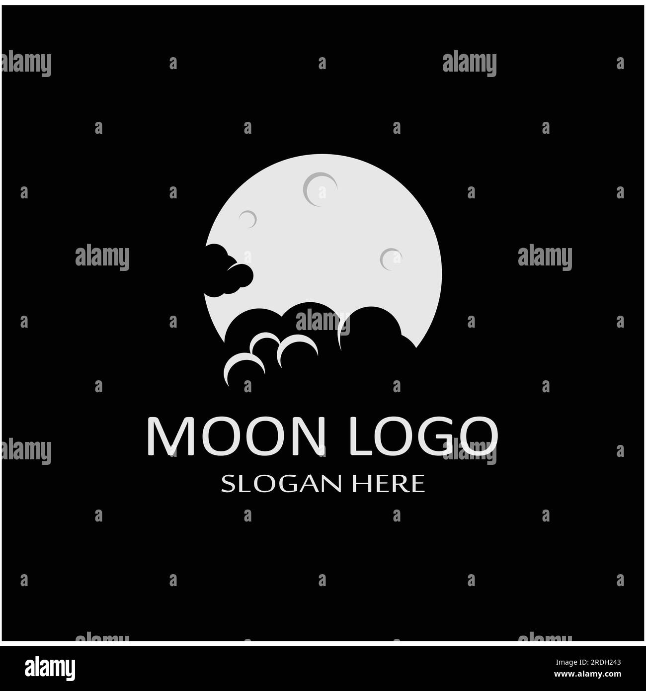 full moon and half moon logo, with logo vector icon concept design and ...