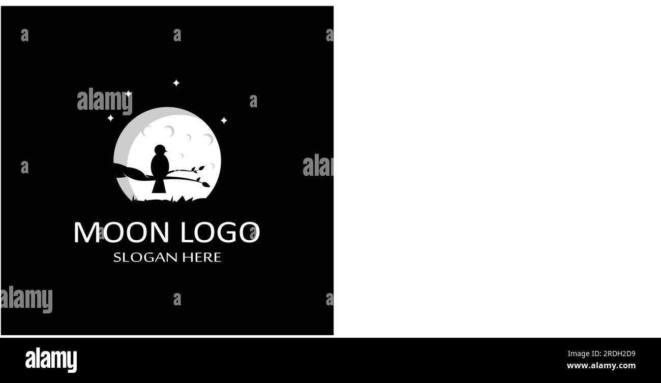 full moon and half moon logo, with logo vector icon concept design and ...