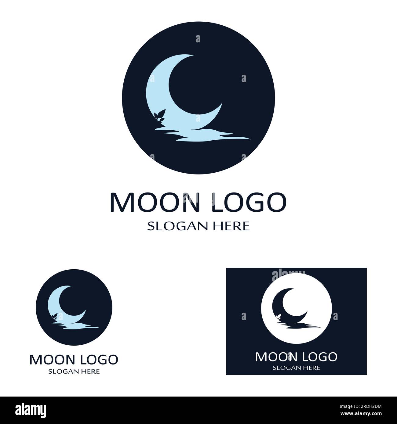 full moon and half moon logo, with logo vector icon concept design and ...