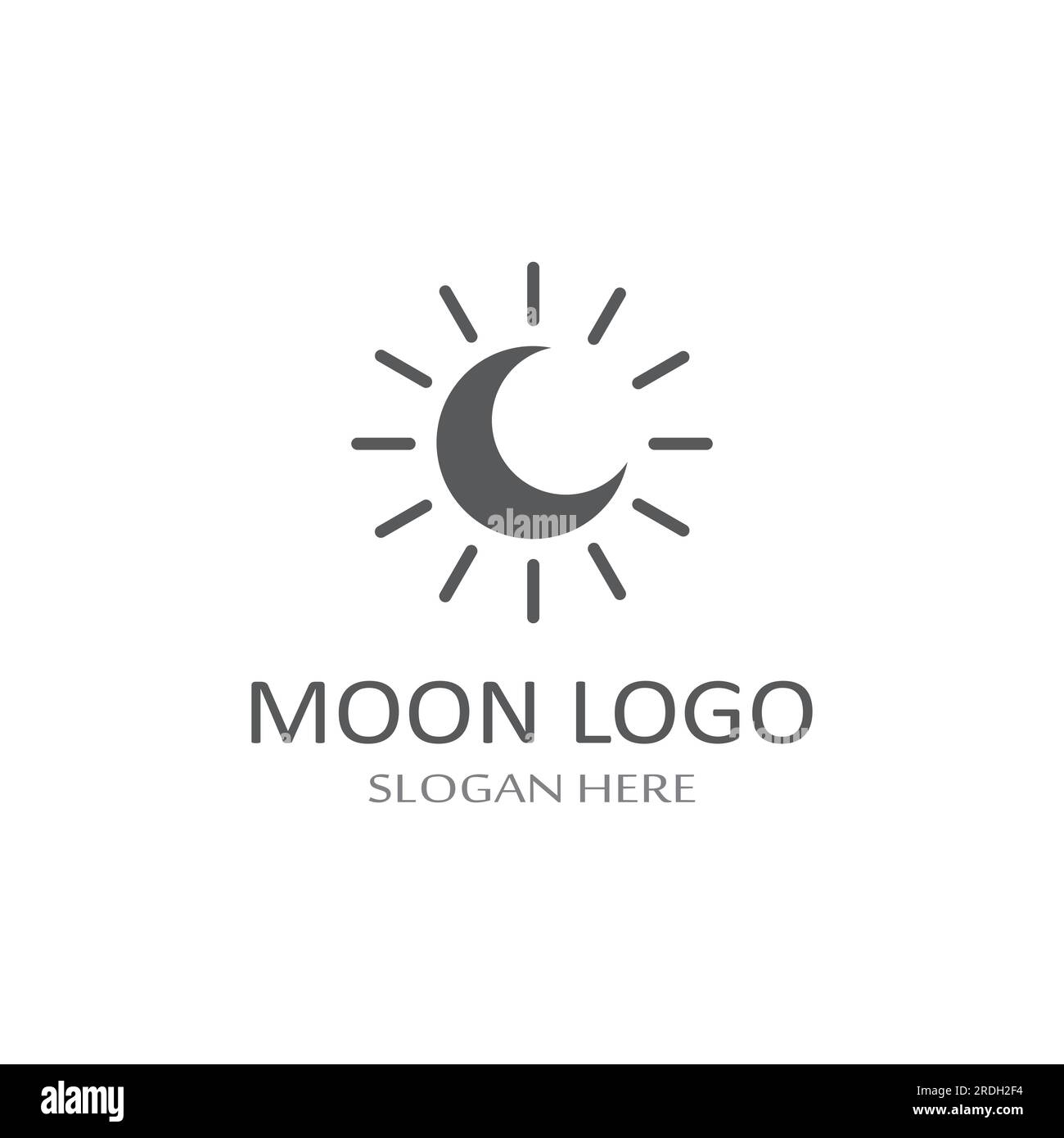 full moon and half moon logo, with logo vector icon concept design and ...