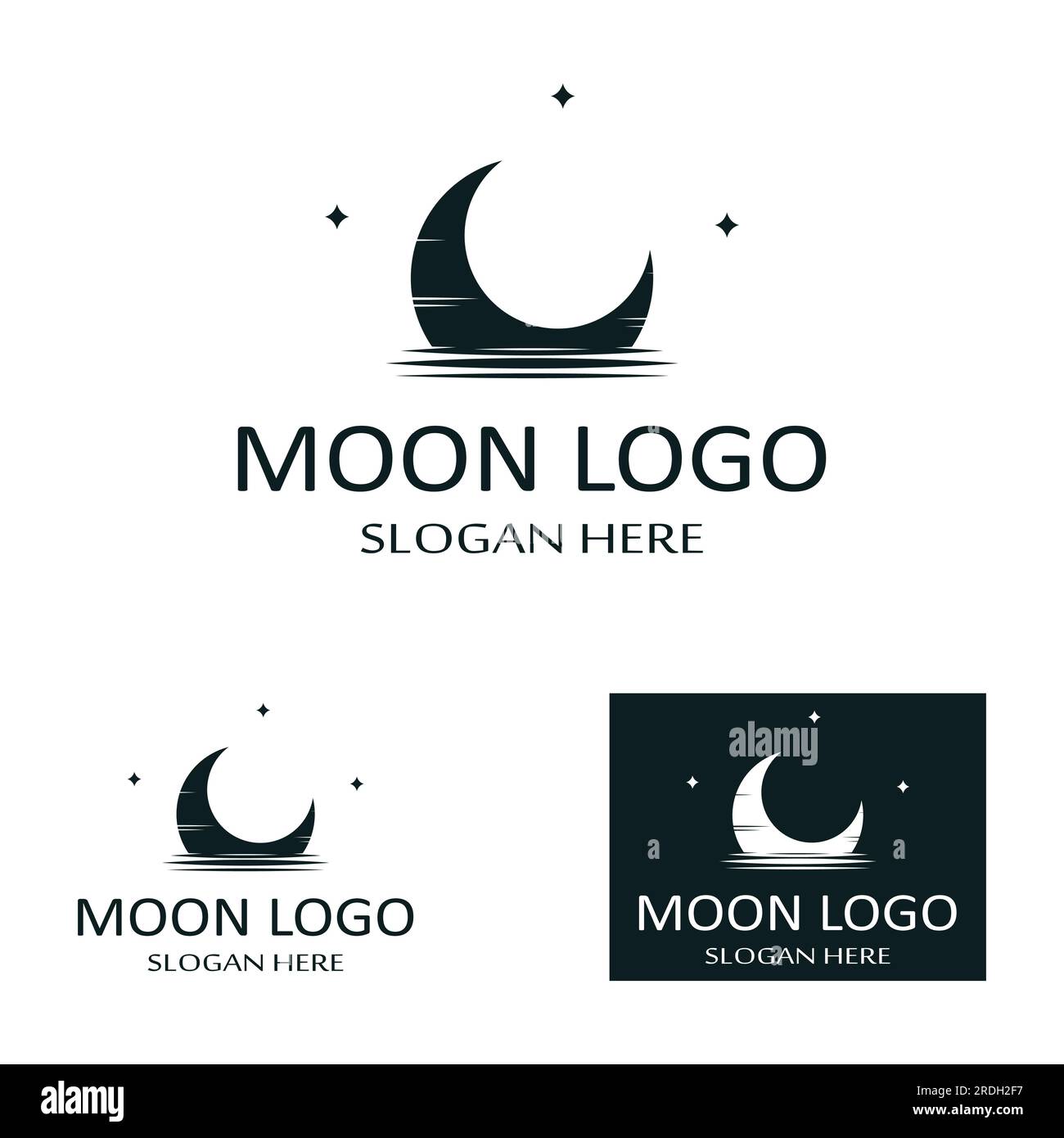 full moon and half moon logo, with logo vector icon concept design and ...