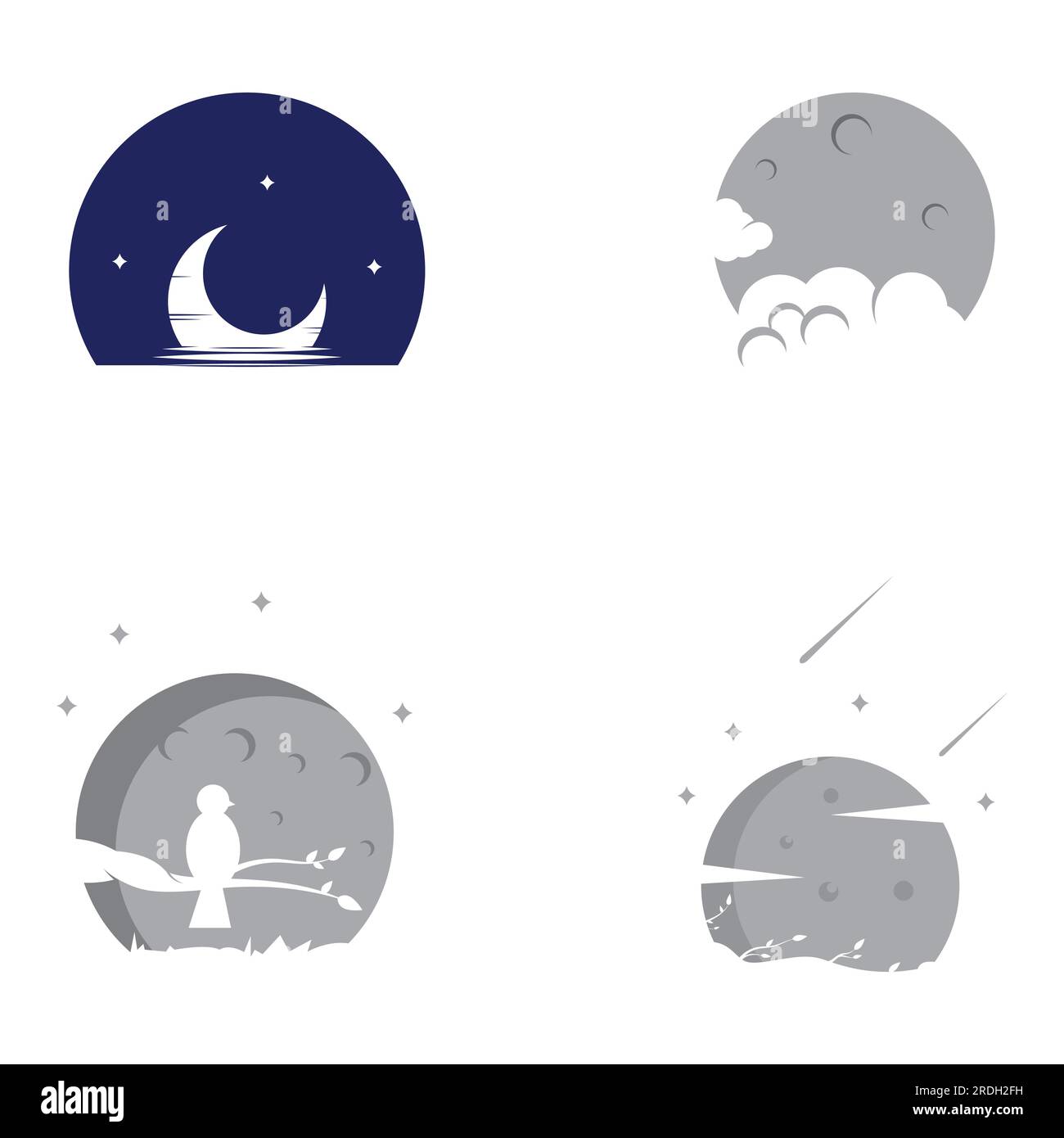 full moon and half moon logo, with logo vector icon concept design and ...