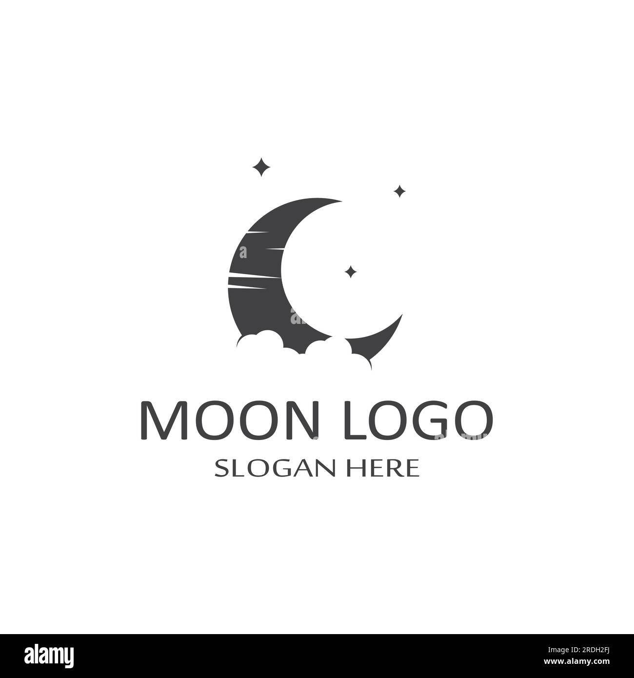full moon and half moon logo, with logo vector icon concept design and ...
