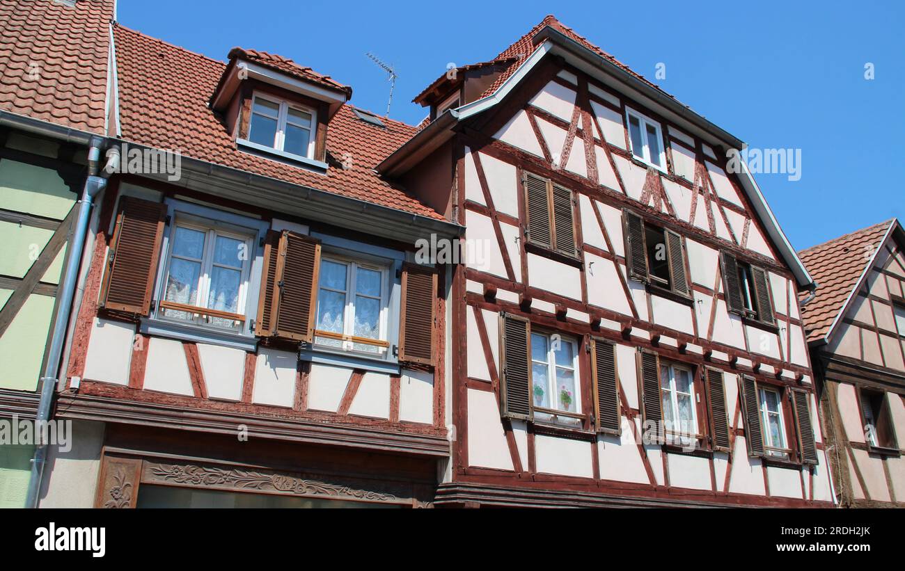 half-timbered houses in obernai in alsace (france Stock Photo - Alamy
