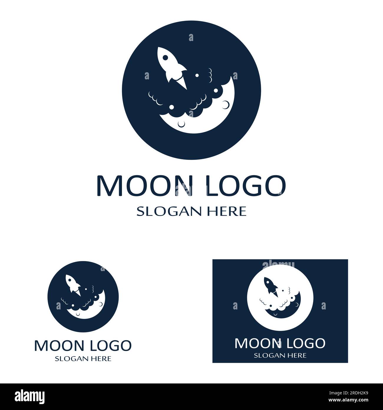 full moon and half moon logo, with logo vector icon concept design and ...