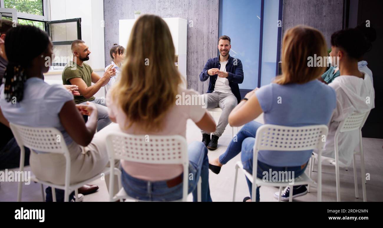 Sign Language Class For People With Disability Stock Photo - Alamy