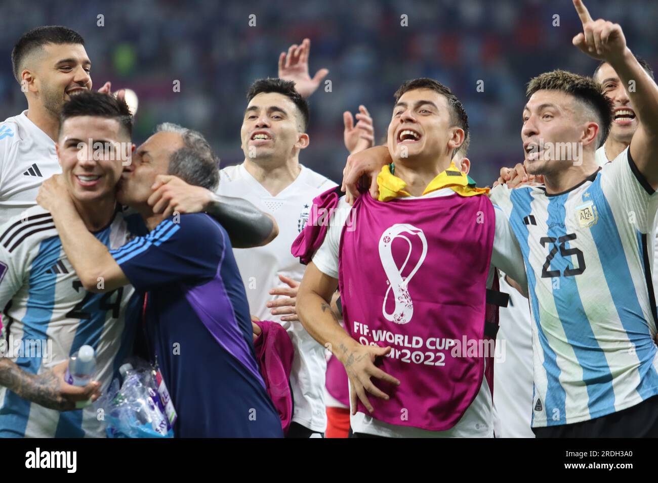 Al Rayyan, Qatar, 3, Dicember, 2022. Argentina players celebrates ...