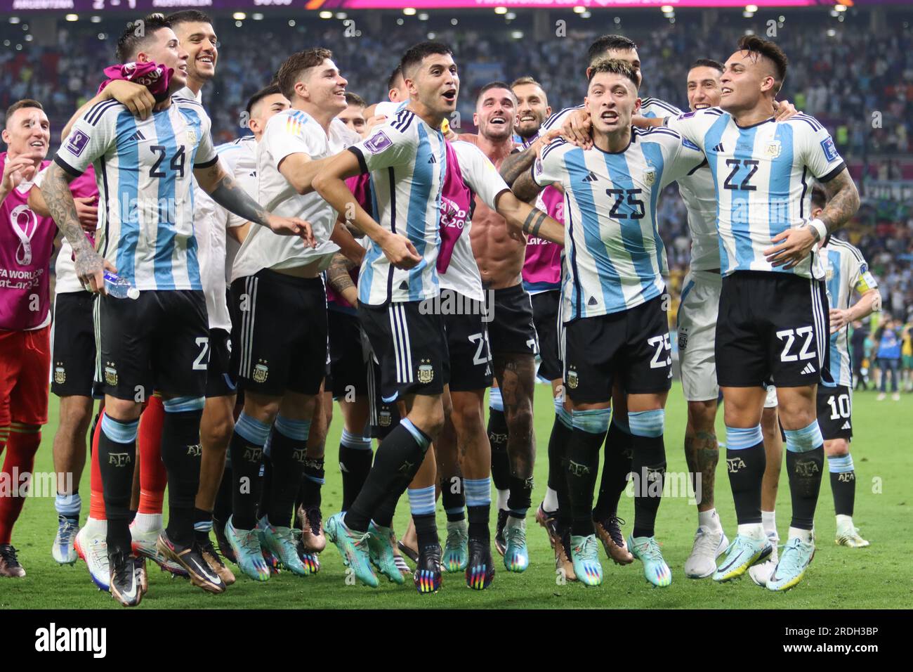 Al Rayyan, Qatar, 3, Dicember, 2022. Argentina players celebrates ...