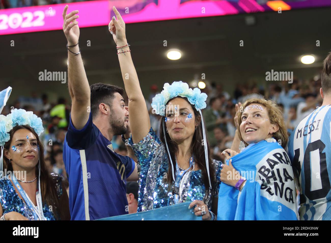 Al Rayyan, Qatar, 3, Dicember, 2022. Fans of Argentina supporting ...