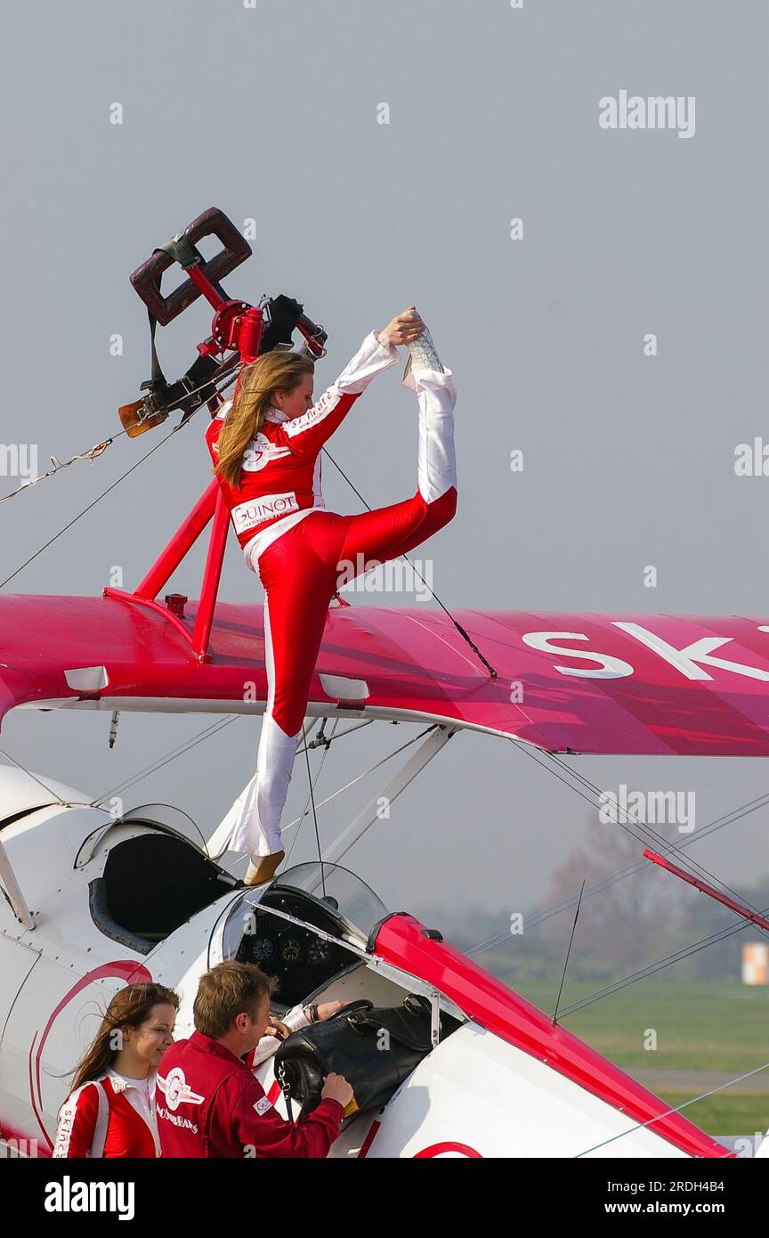 Guinot sponsored Aerosuperbatics wingwalking team Lorraine Sadler ...