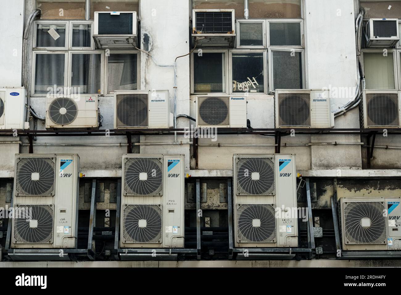 Hong Kong, China. 21st July, 2023. Air conditioning units are installed ...