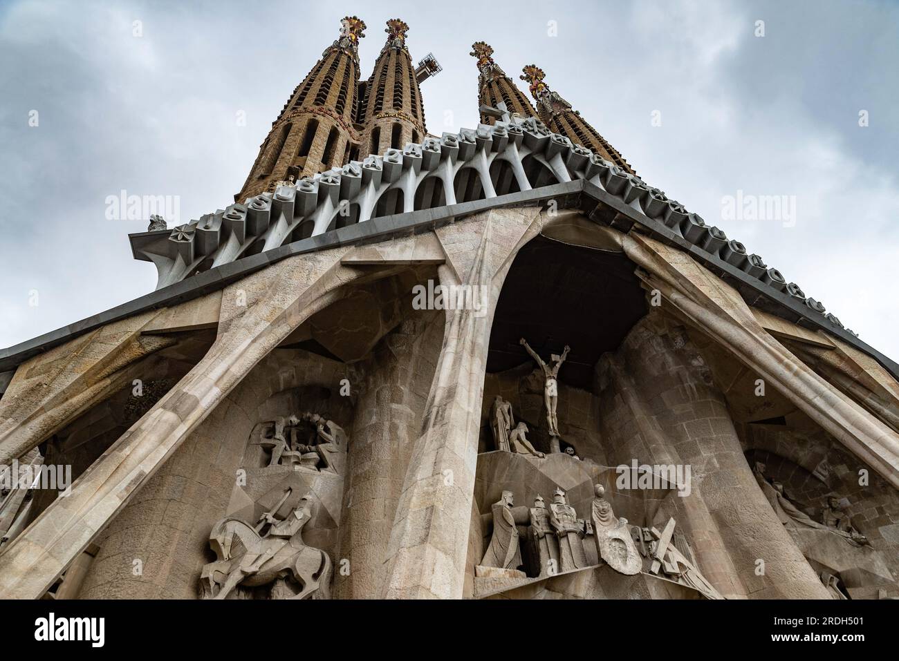 Barcelona, Spain - Februari 25th 2022 - Upwards looking shot of the ...