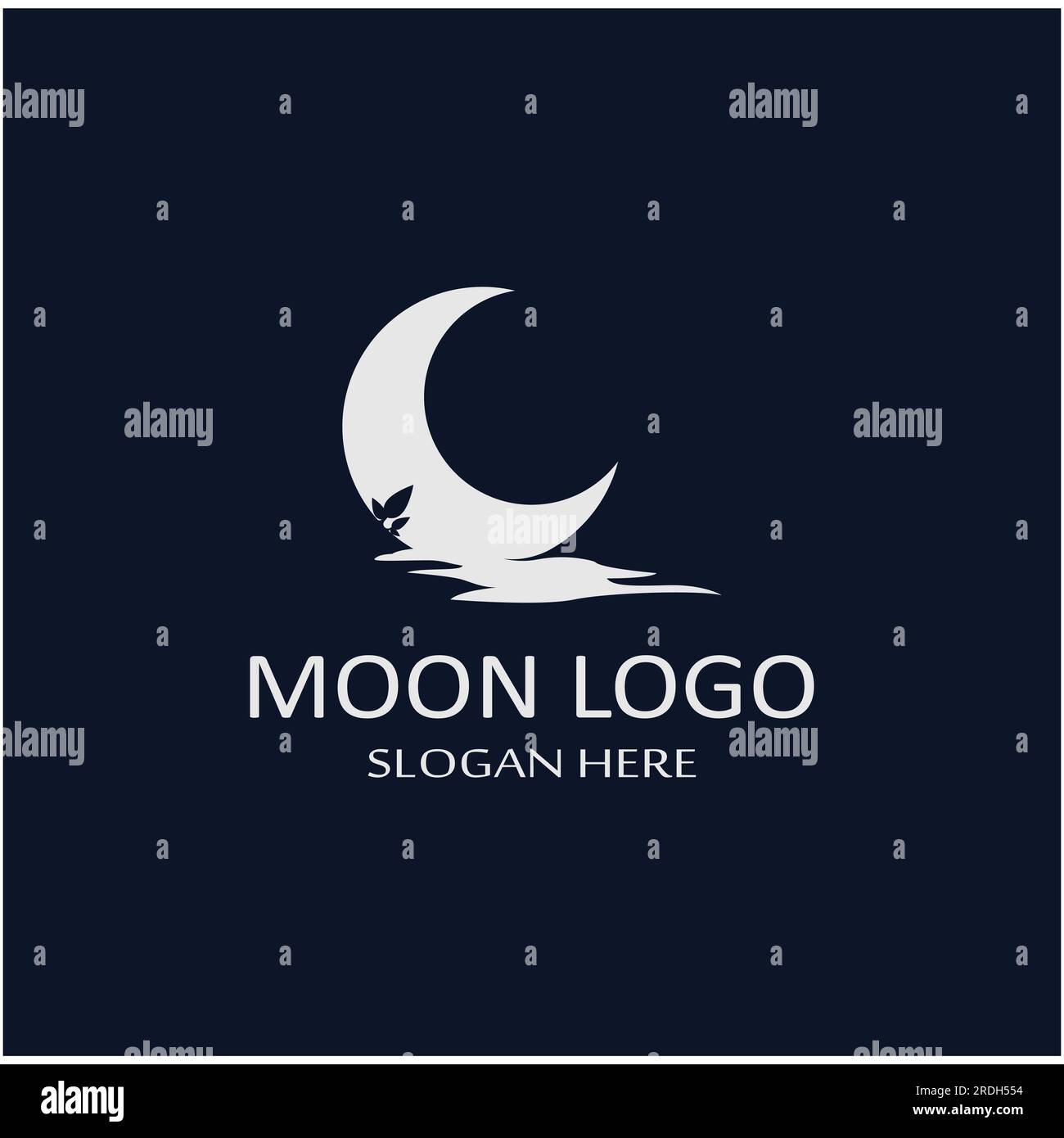 full moon and half moon logo, with logo vector icon concept design and ...