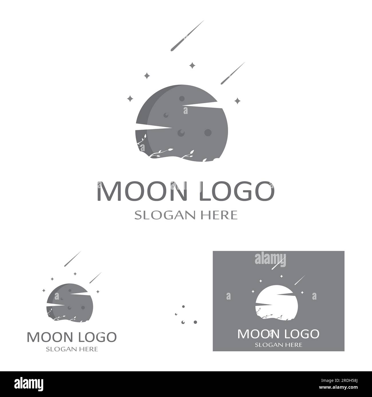 full moon and half moon logo, with logo vector icon concept design and ...