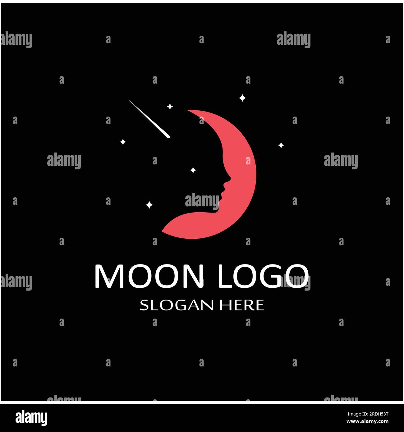 full moon and half moon logo, with logo vector icon concept design and ...