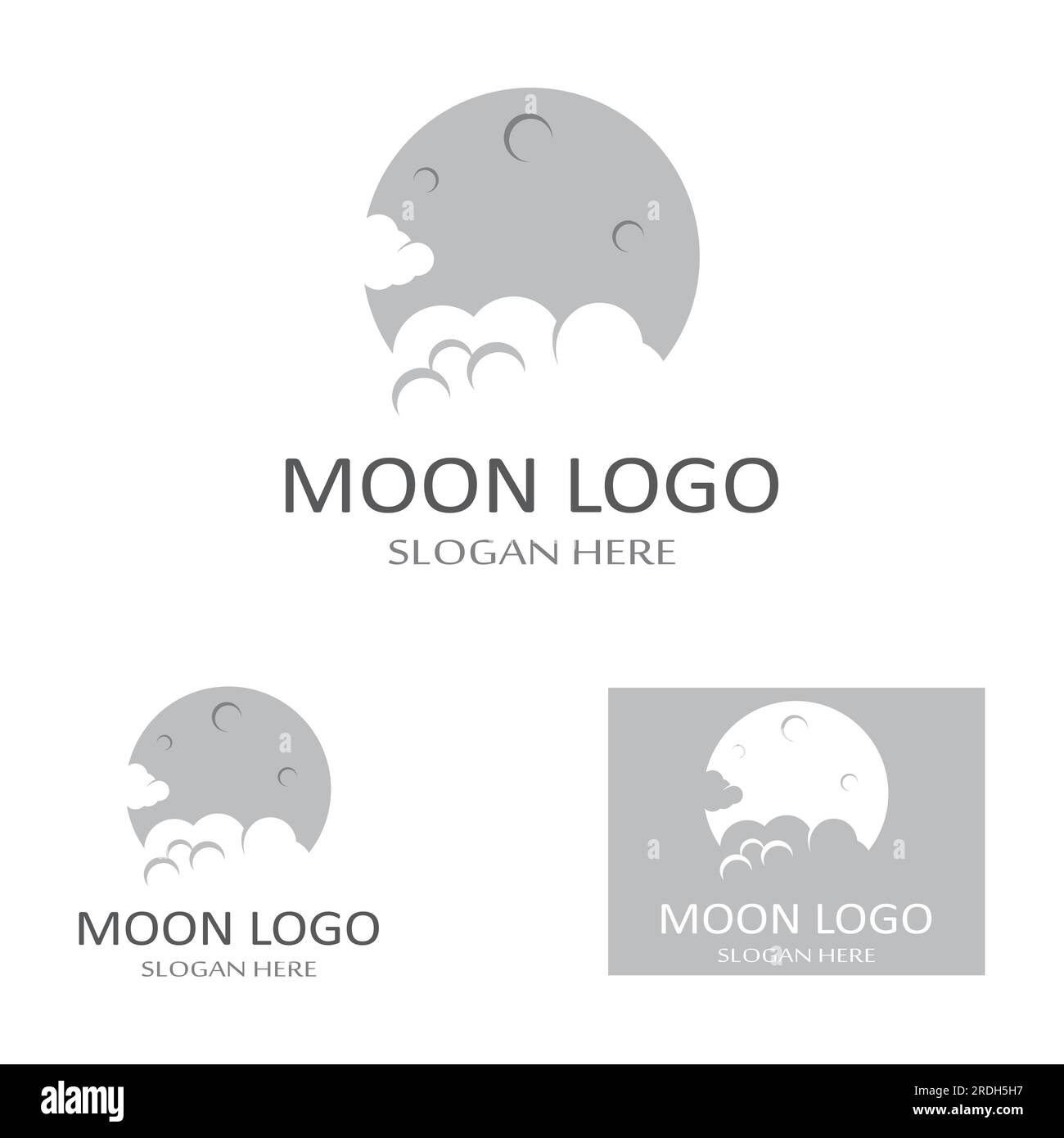 full moon and half moon logo, with logo vector icon concept design and ...