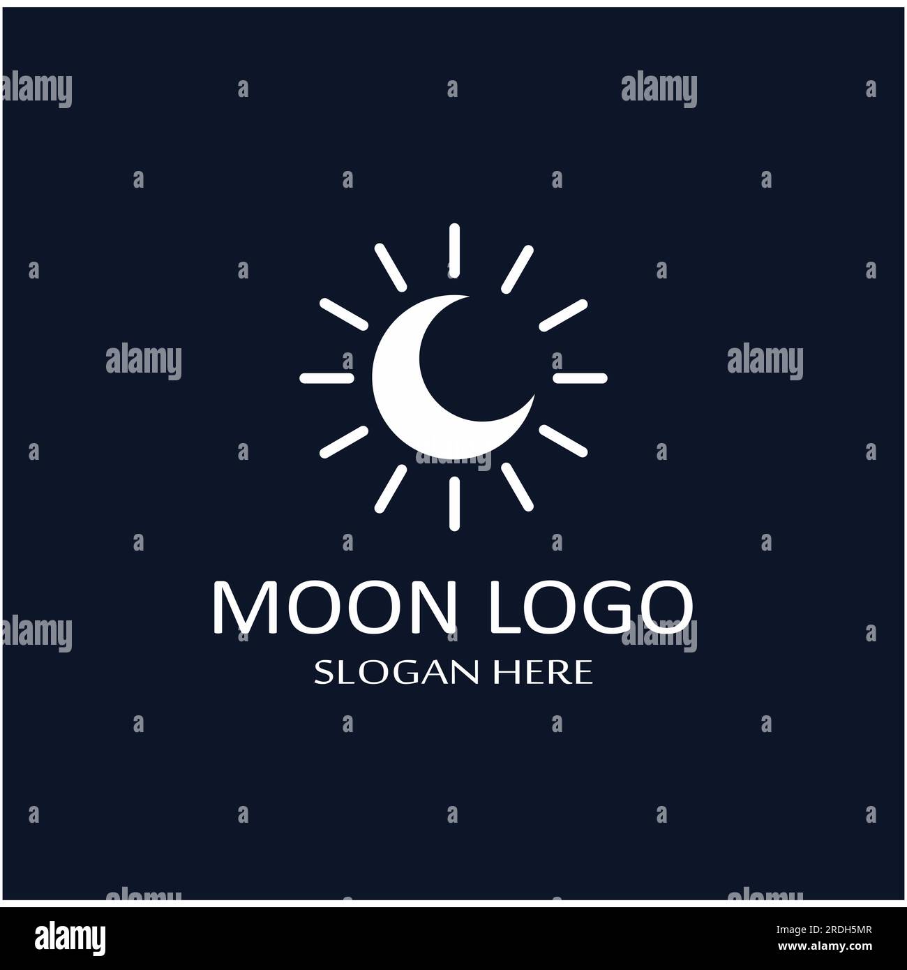 full moon and half moon logo, with logo vector icon concept design and ...