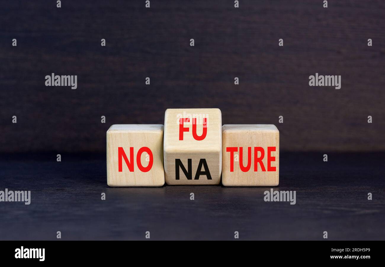 No future or nature symbol. Concept words No future no nature on wooden ...