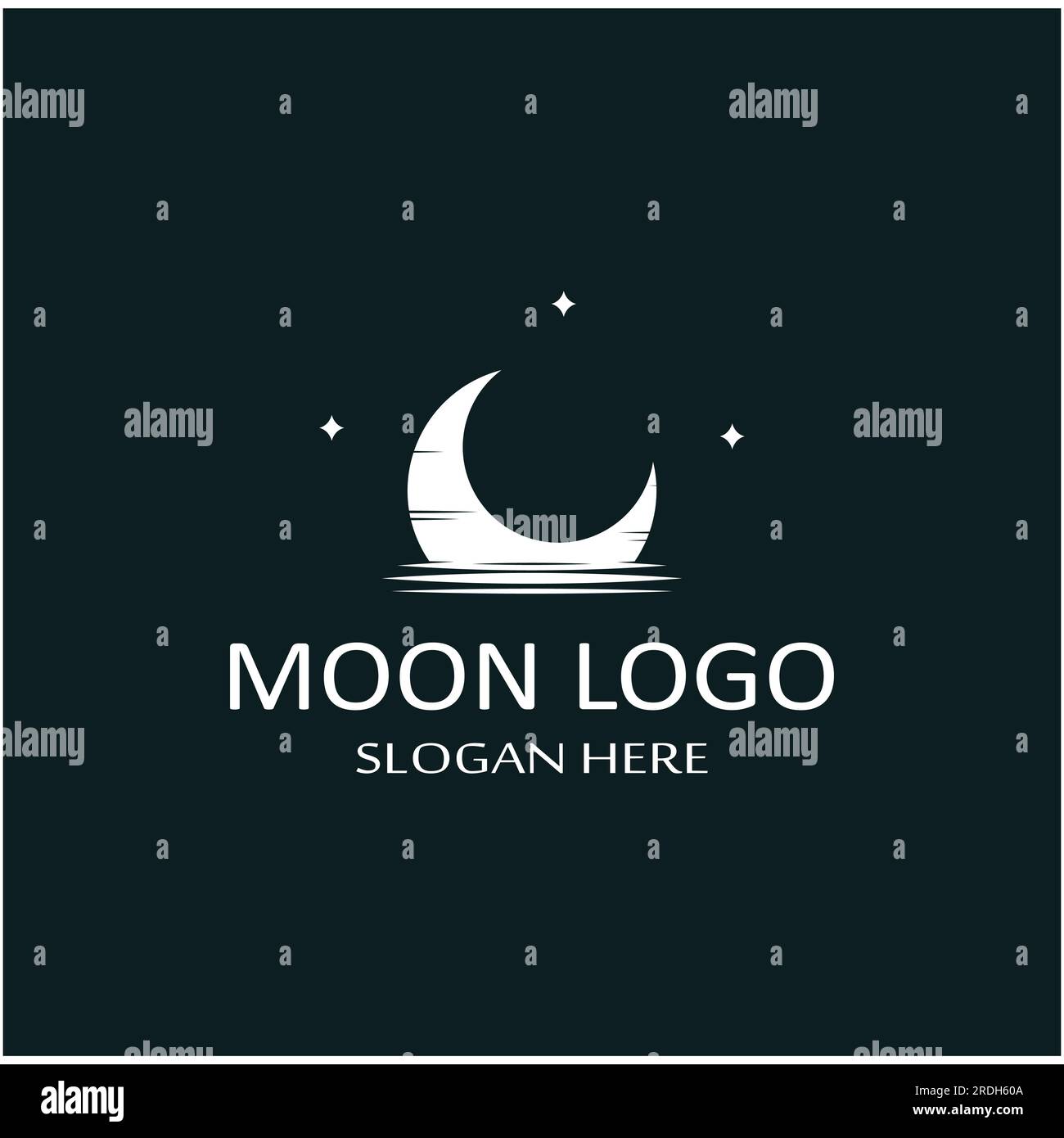 full moon and half moon logo, with logo vector icon concept design and ...