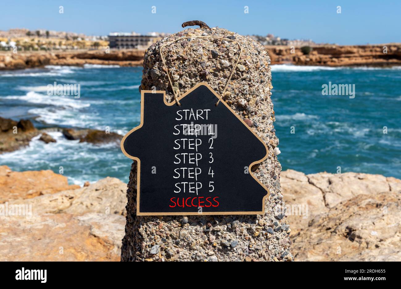 Start and step to success symbol. Concept word Start step 1 2 3 4 5 ...