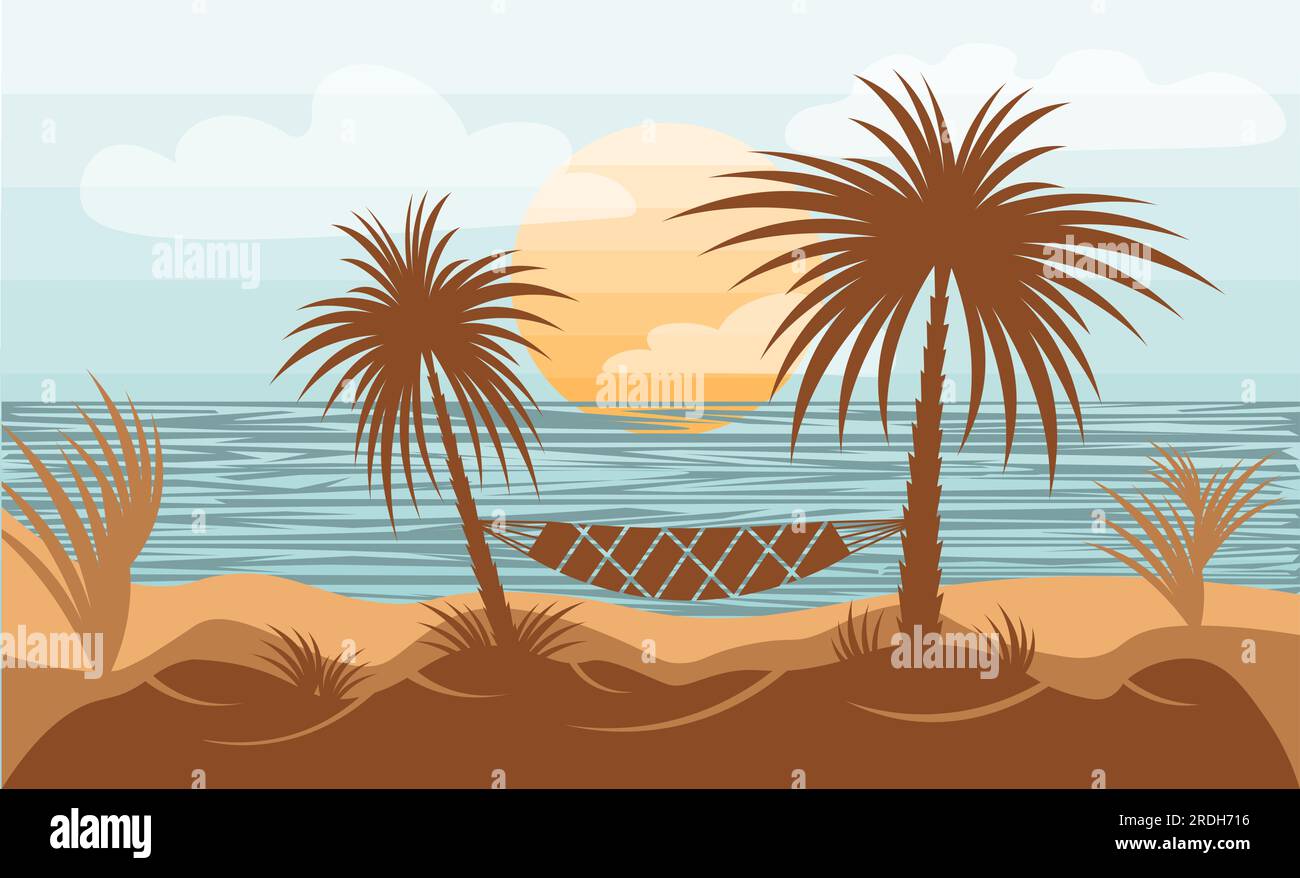 Coastal landscape summer vacation beach Stock Vector Images - Alamy