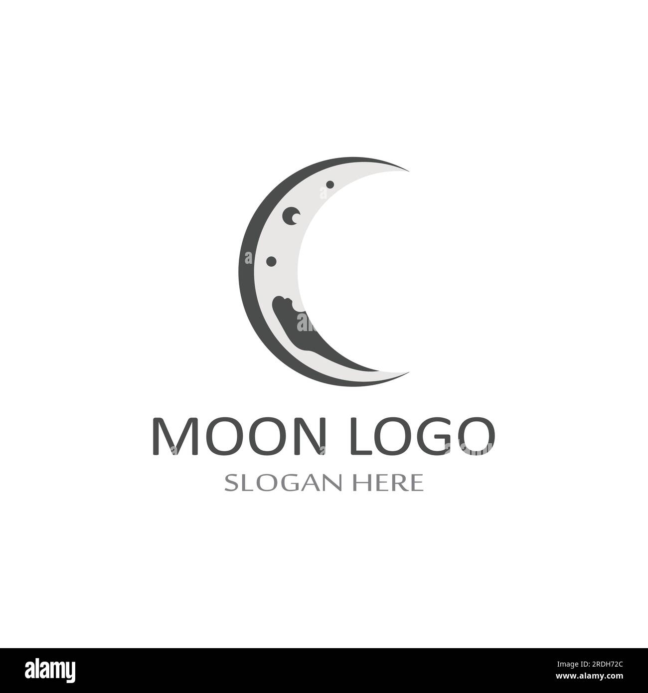 full moon and half moon logo, with logo vector icon concept design and ...