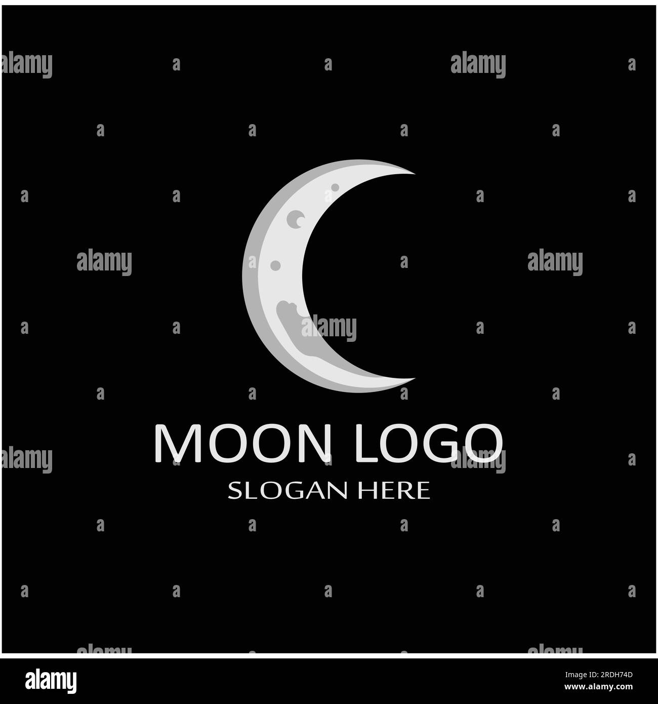 full moon and half moon logo, with logo vector icon concept design and ...