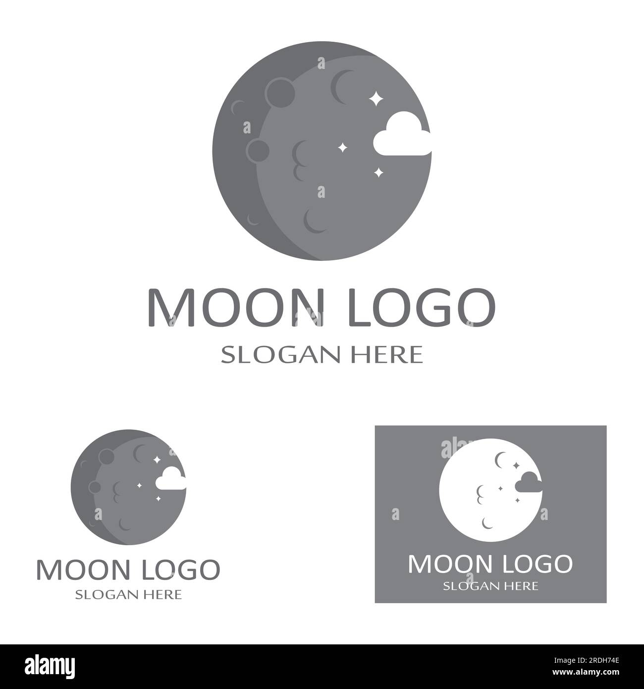 full moon and half moon logo, with logo vector icon concept design and ...