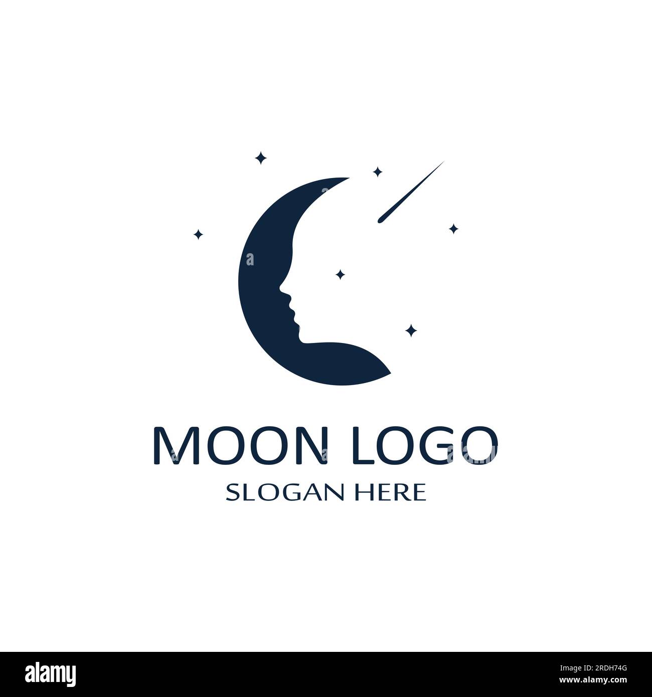 full moon and half moon logo, with logo vector icon concept design and ...