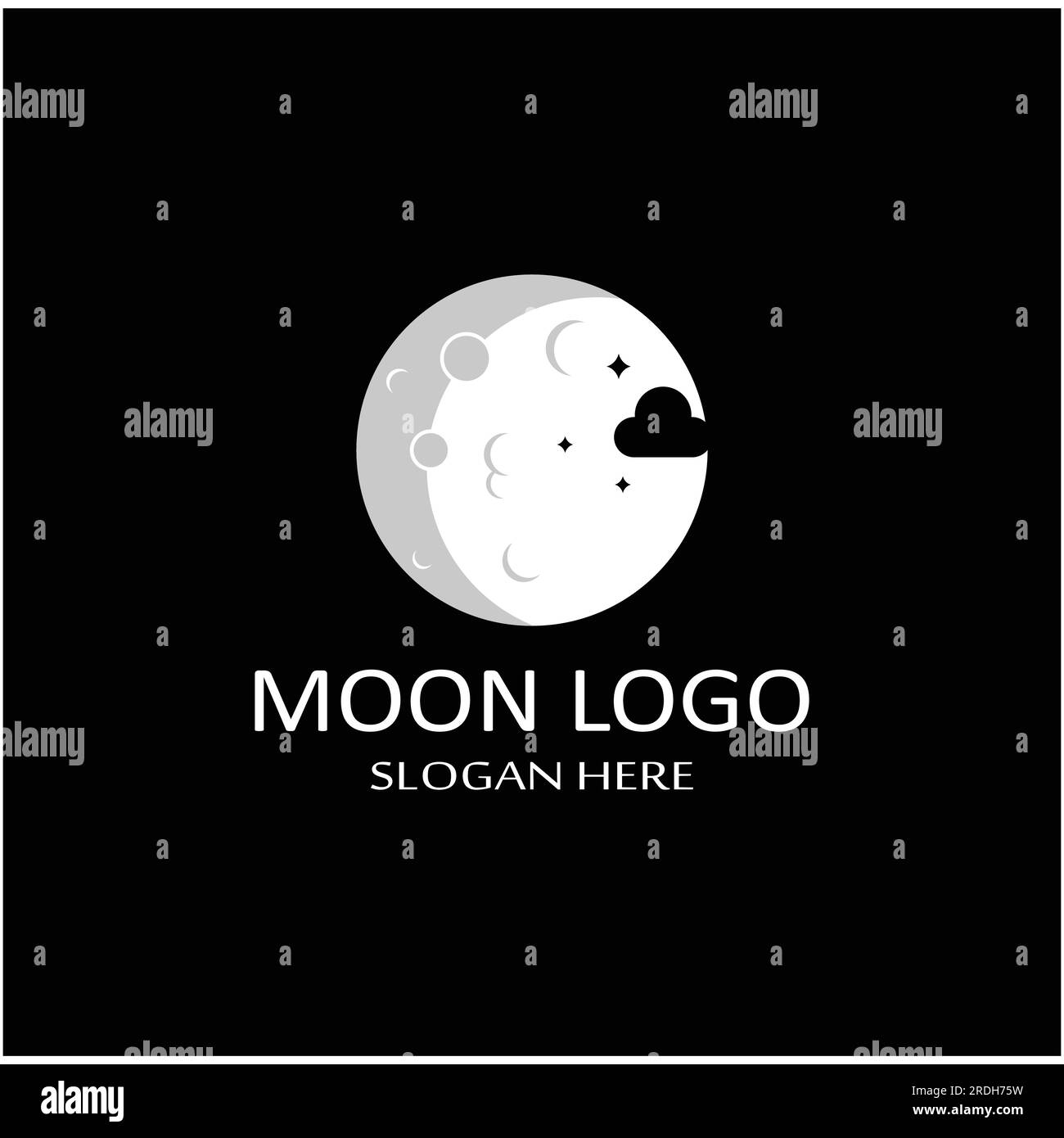 full moon and half moon logo, with logo vector icon concept design and ...